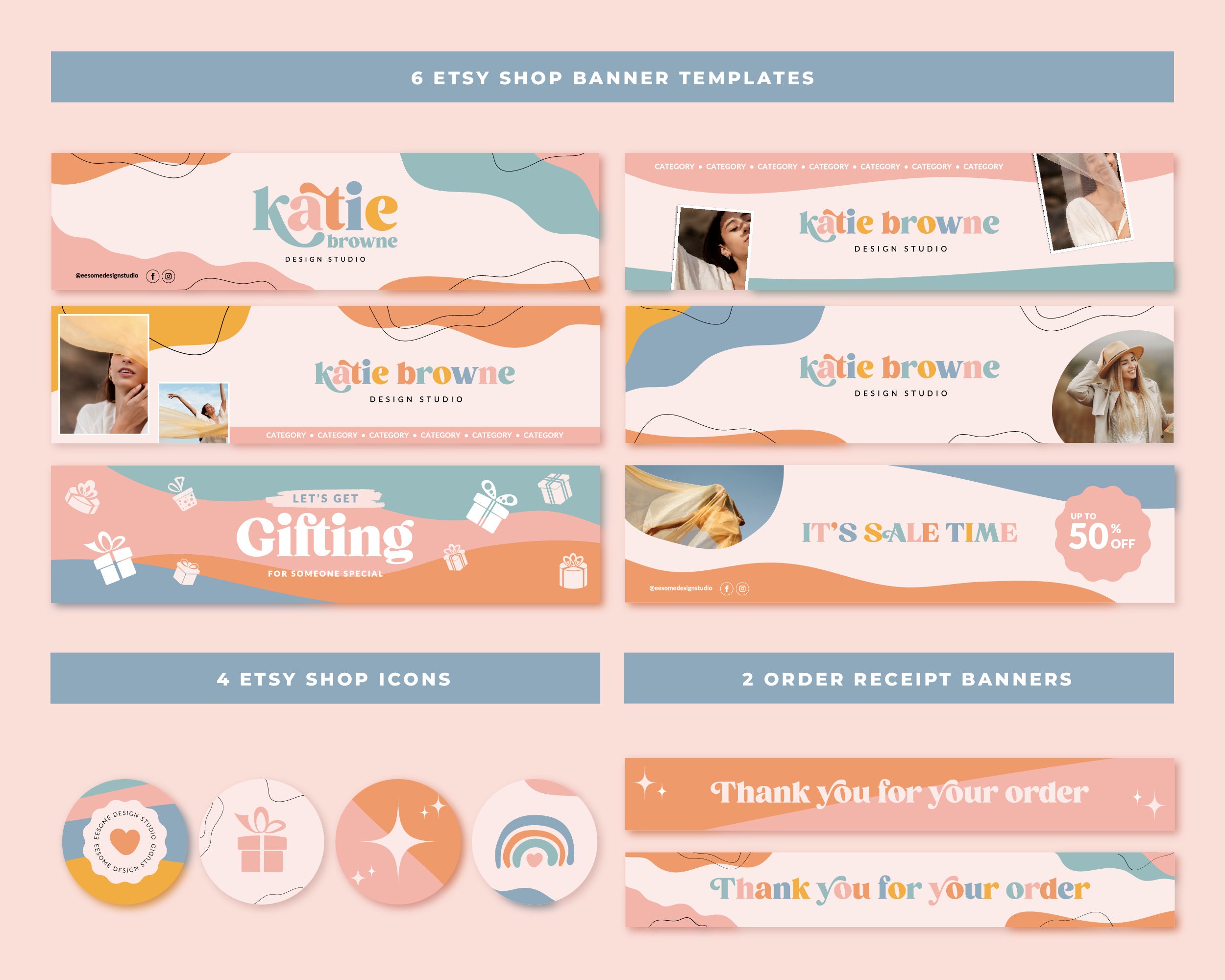 Etsy Banner Templates Canva Vibrant Pastel Etsy Shop Bundle Etsy Store ...
