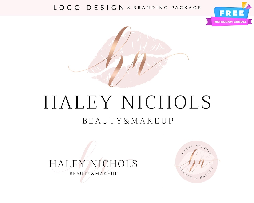 Watercolor Lips Logo Design for Makeup Artist, Premade Branding With ...