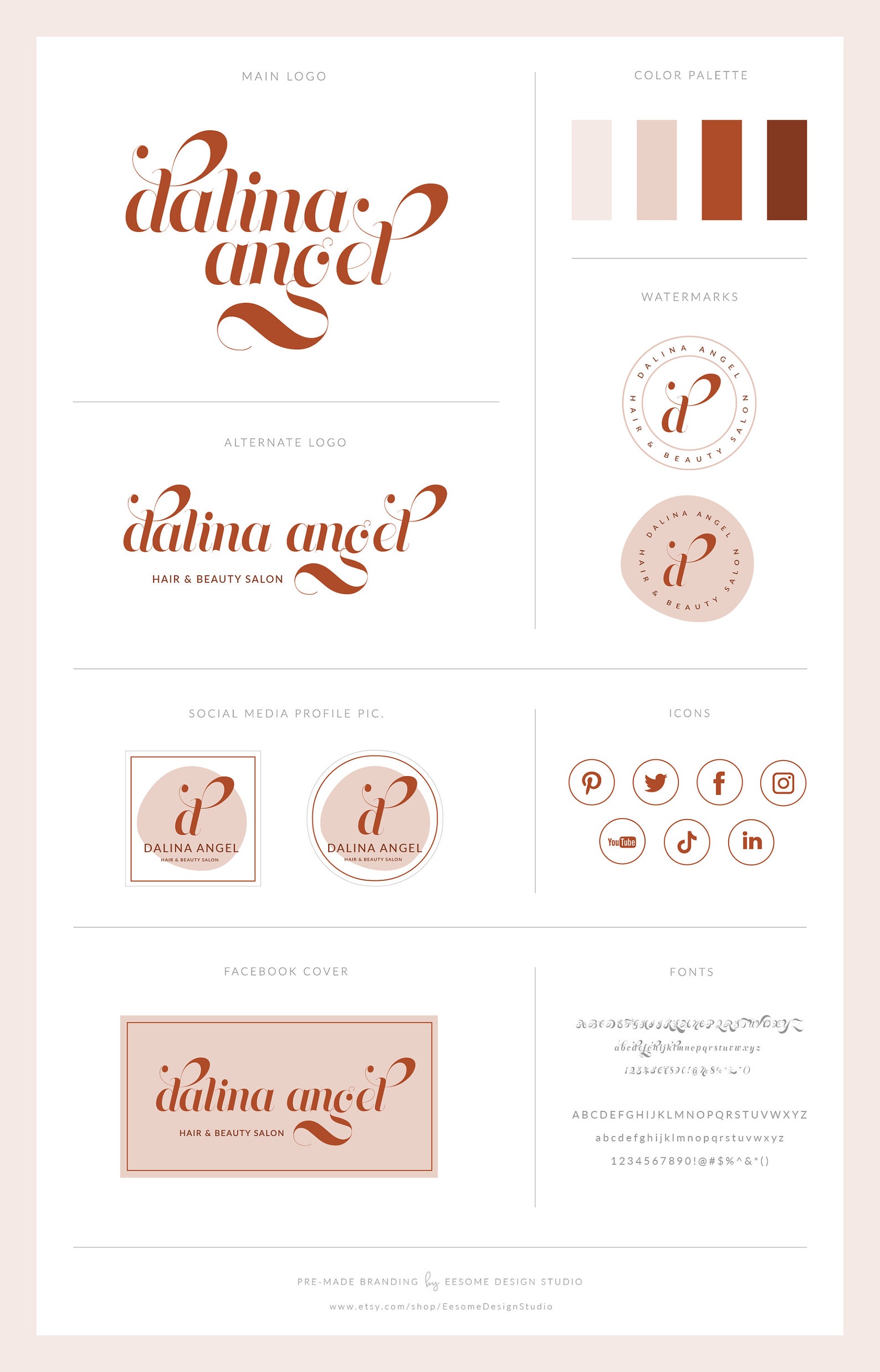 Modern Typography Logo Premade Boutique Logo Elegant Brand - Etsy