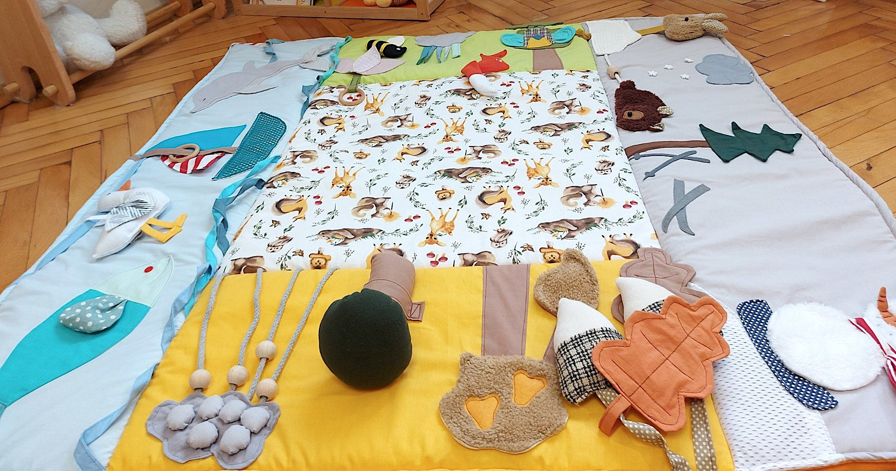 Sensory Baby Play Mat | Montessori Soft Activity Blanket for Babies ...