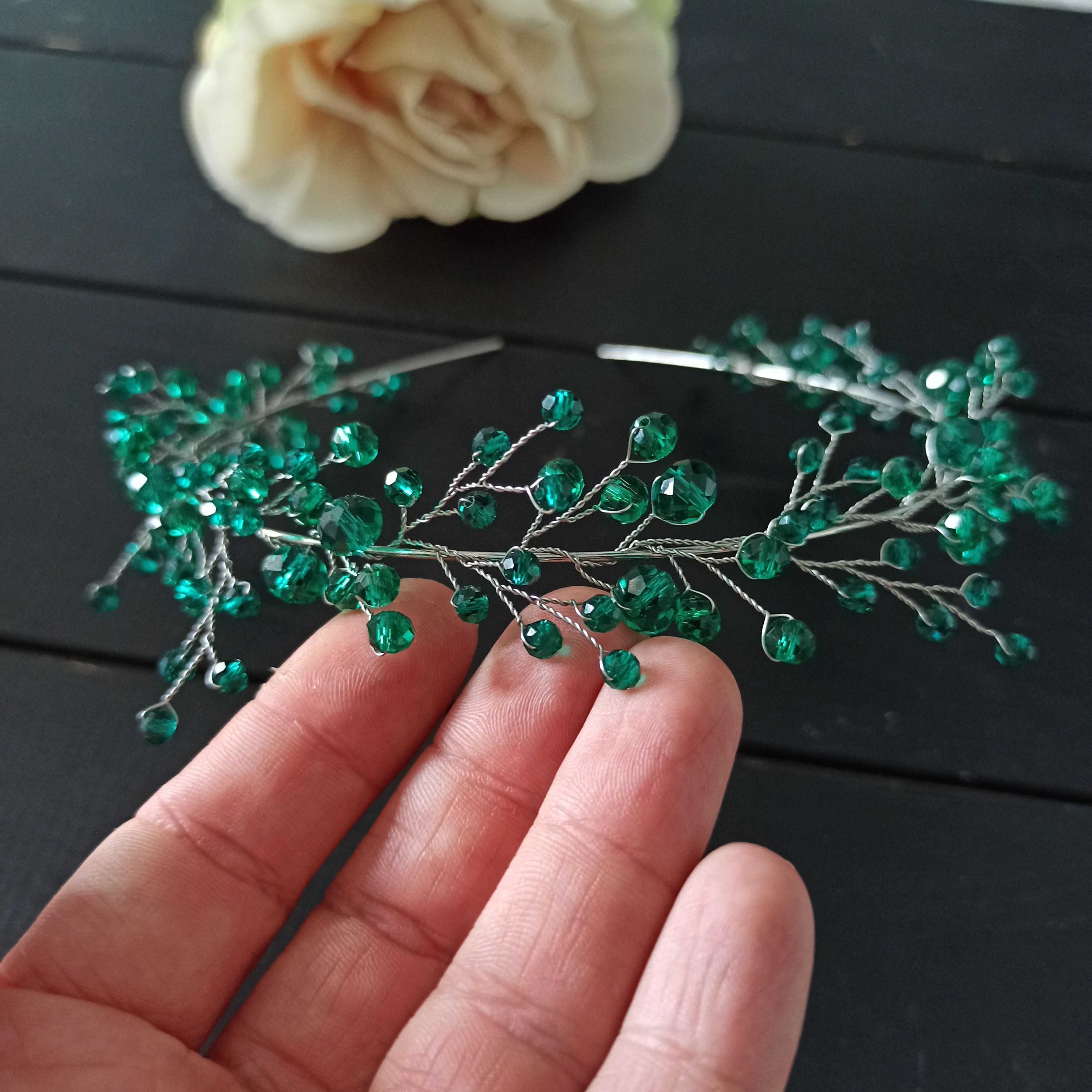 Emerald Green Hair Jewelry, Decorative Green Hair Accessories, Emerald ...
