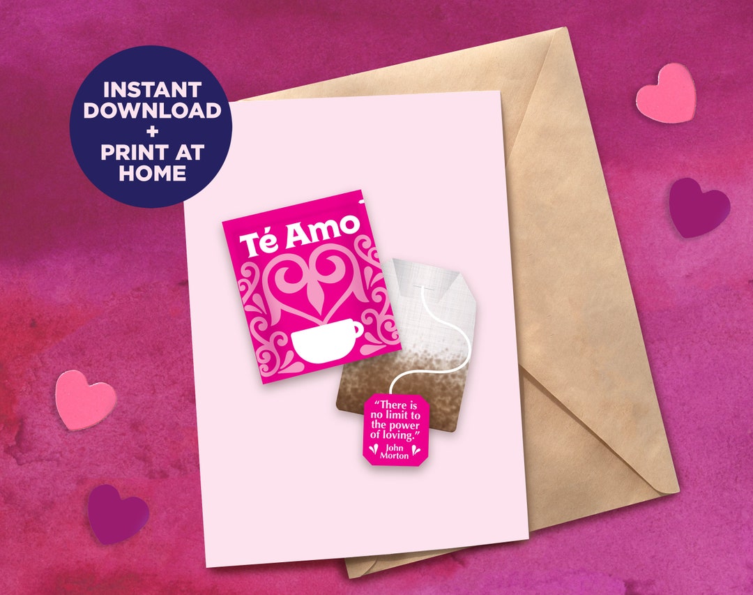 Te Amo Card / Love Card / Romantic Card / Valentines Card / Printable ...