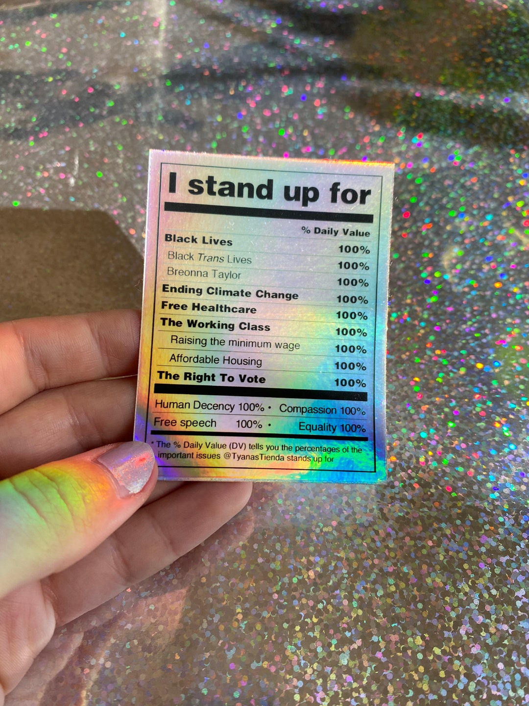 I Stand For...holographic Sticker / HOLOGRAPHIC / Social Justice ...