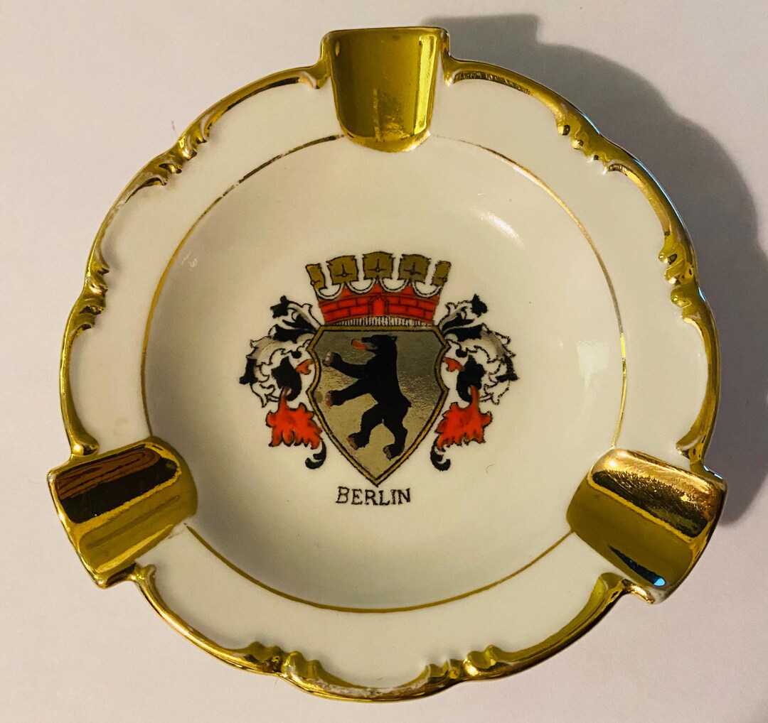 Vintage Porcelain Bavaria Handgemalt Gold Trim Ashtray - Berlin Coat of ...