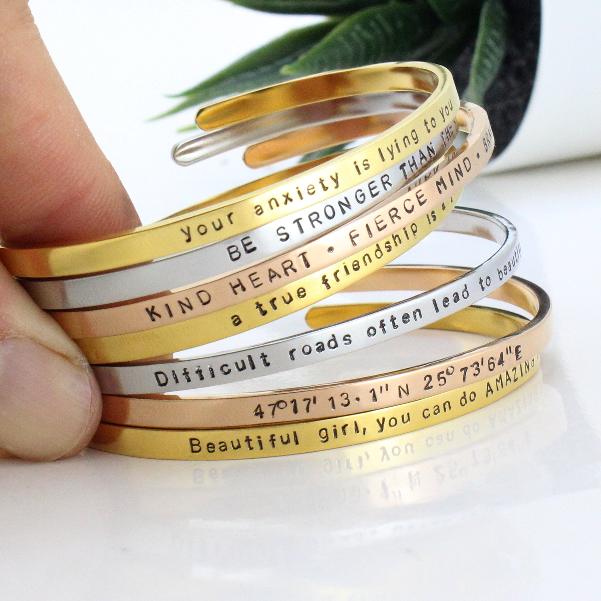 Personalized Cuff Custom Bracelet 18K Gold/ Silver/ Rose - Etsy