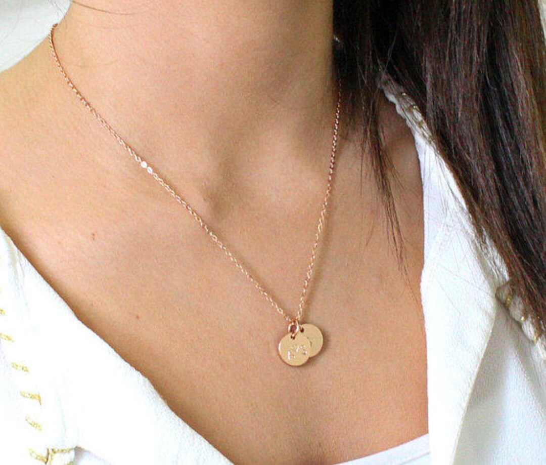 Engraved Disc - Initials Pendant - up to 3 Letters - Gold Disc Necklace ...