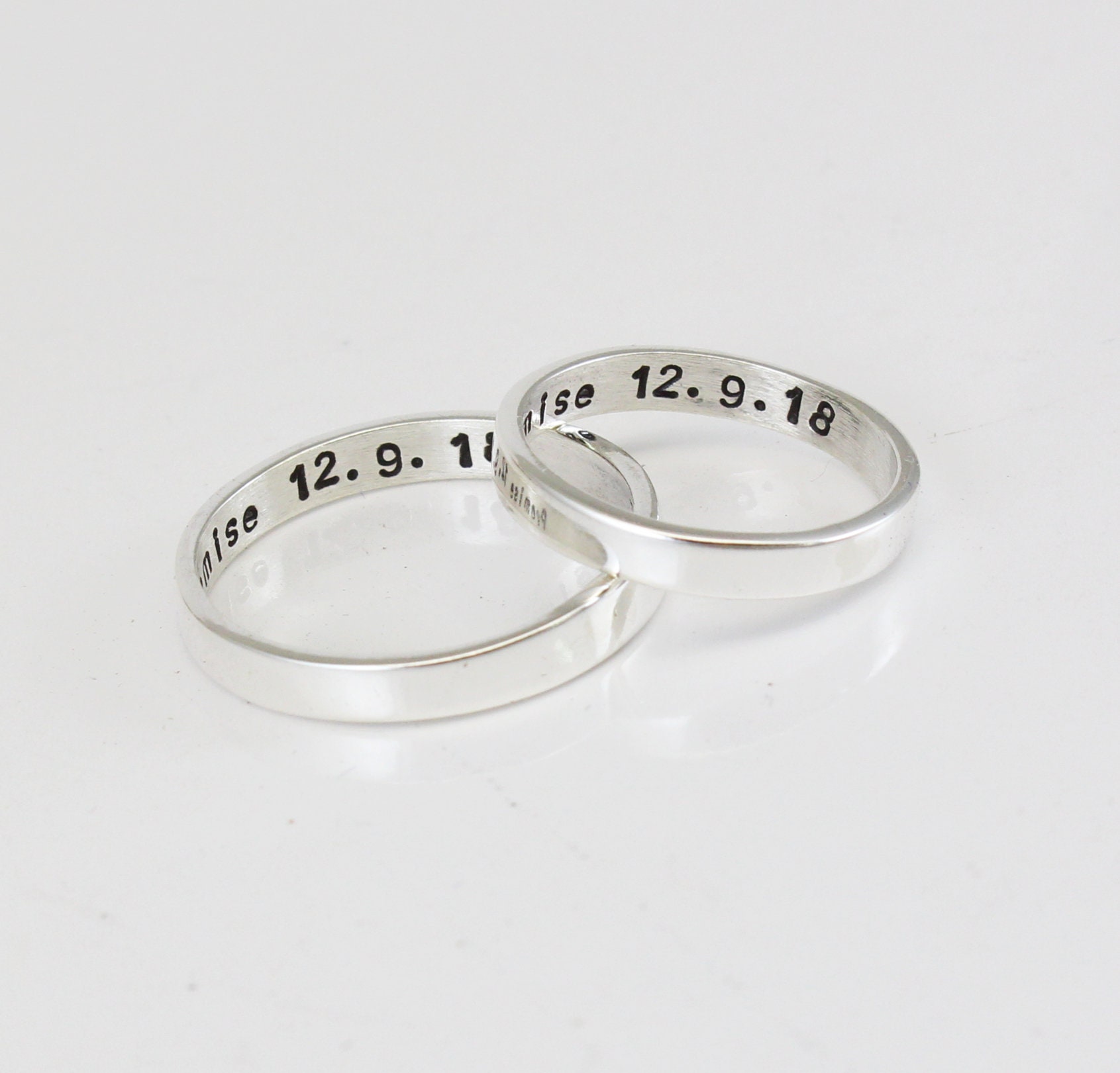 Promise Rings Sterling Silver 925 engagement Rings Set of 2 - Etsy