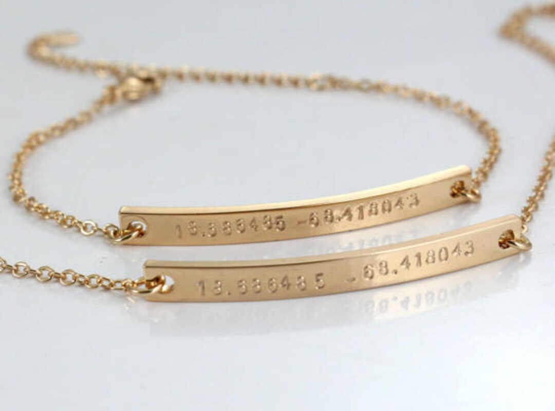 Personalized Latitude Longitude Bracelet: Gold Plated Coordinate ...