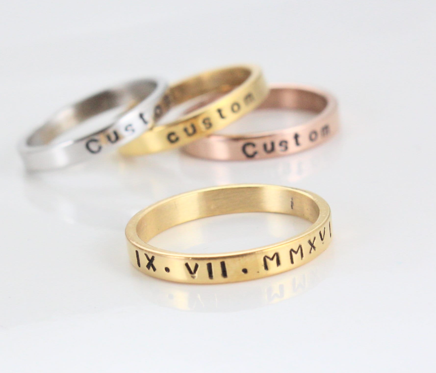 Roman Numeral Ring 14K Gold Plated Ring Silver/ Rose Gold | Etsy