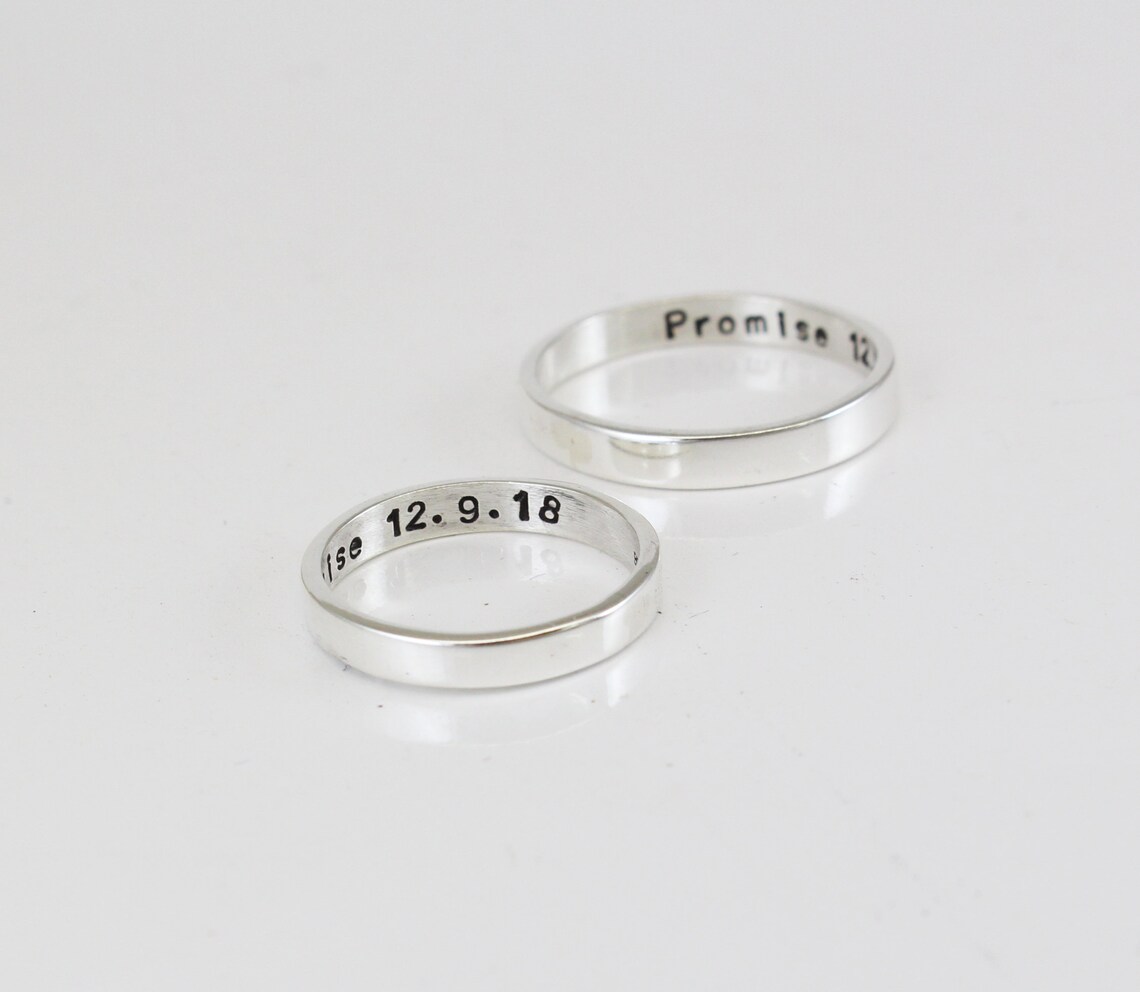 Promise Rings Sterling Silver 925 engagement Rings Set of 2 - Etsy