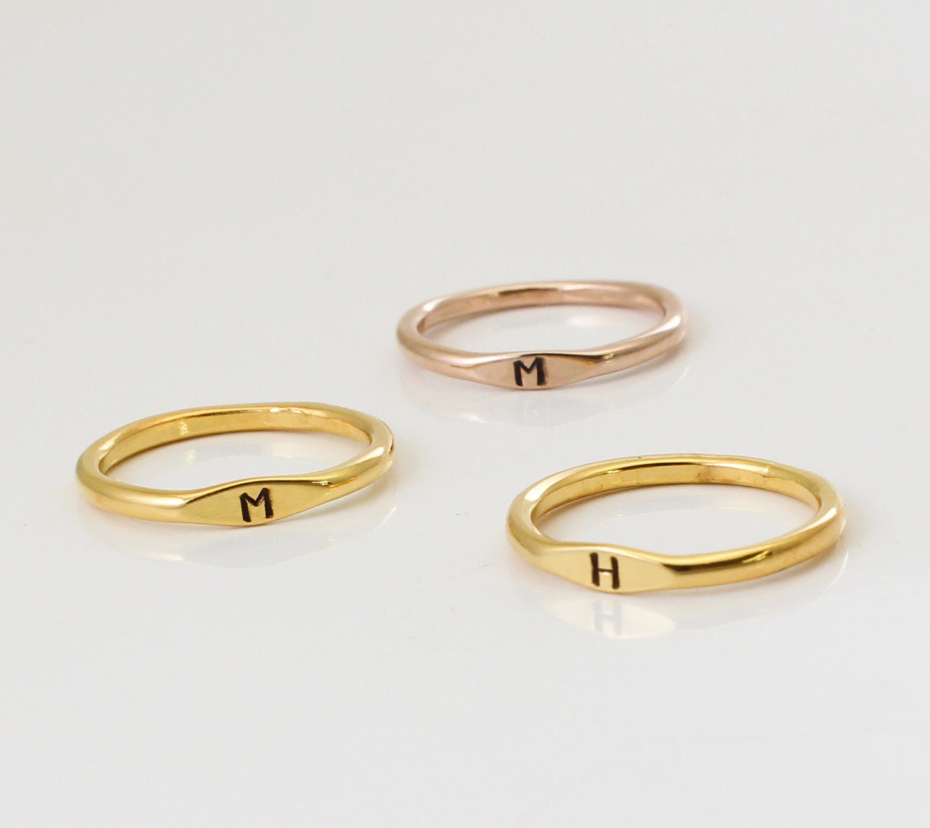 Personalized Stacking 18K Gold Plated Ring Initial Ring - Etsy Australia