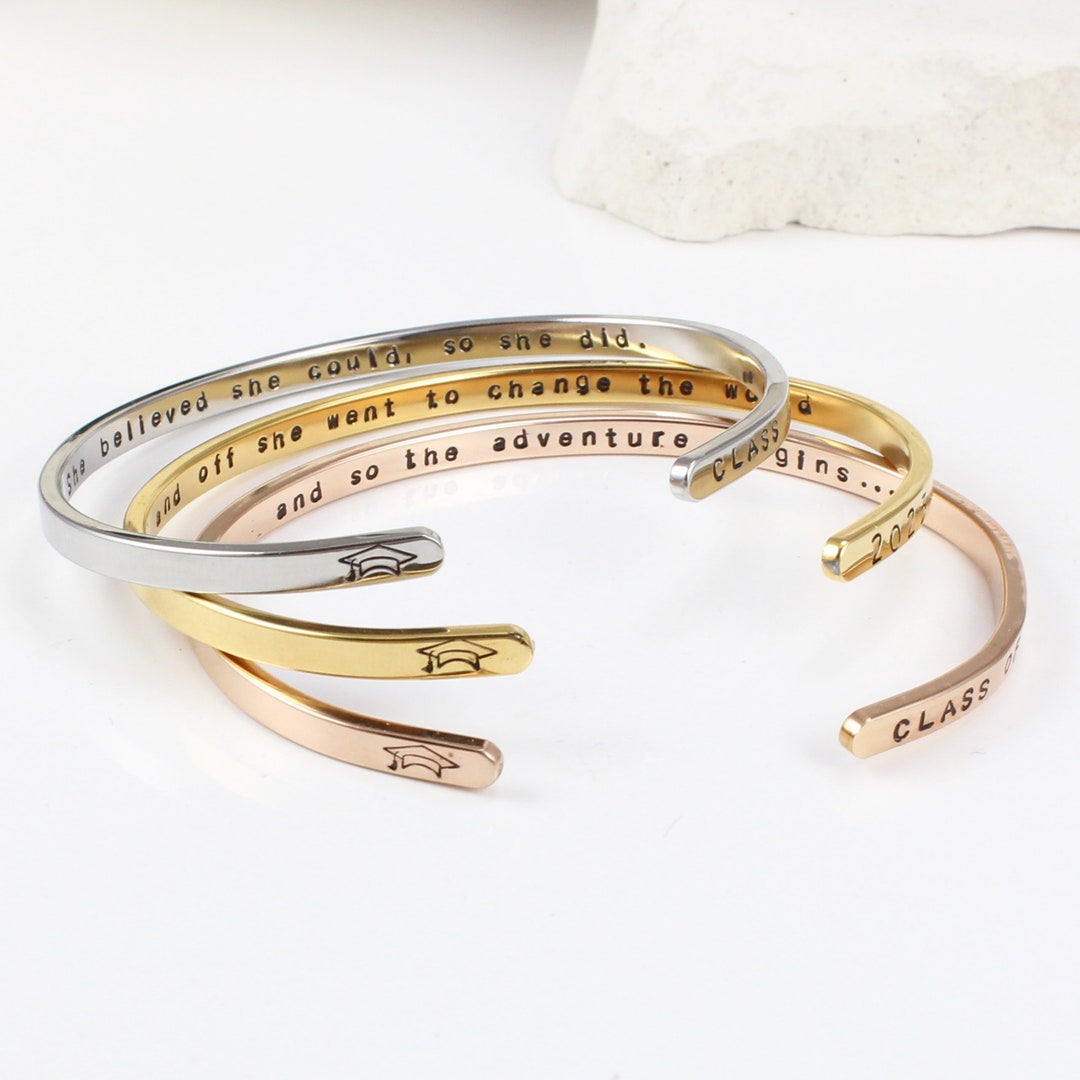 Personalized Graduation Bracelet, Class of 2026: Stainless Steel ...