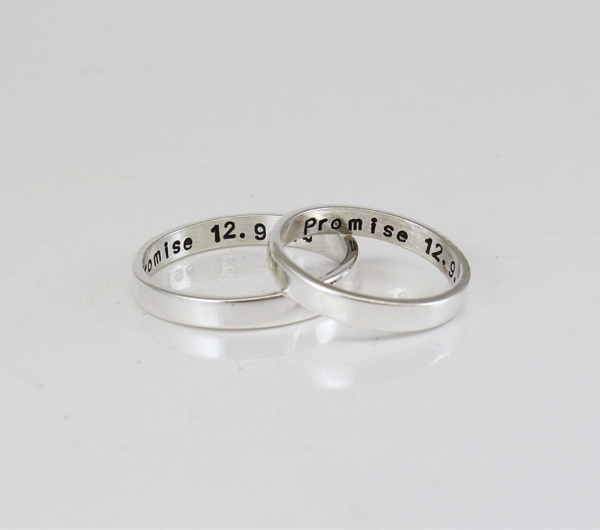 Promise Rings Sterling Silver 925 engagement Rings Set of 2 - Etsy