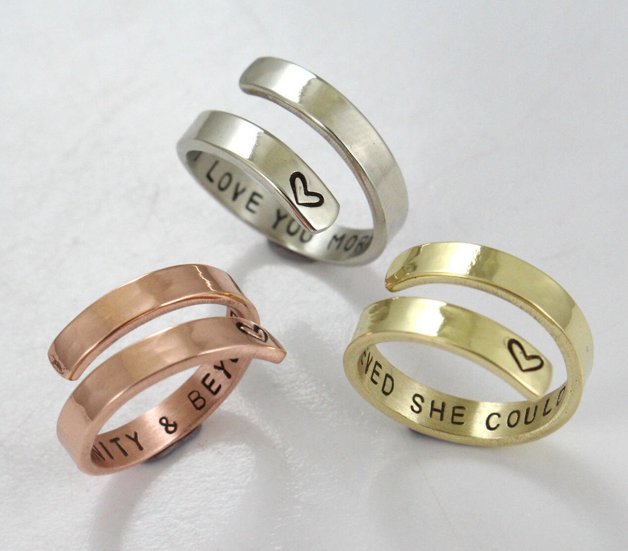 Sterling Silver Wrap Ring personalized bridesmaid Ring | Etsy