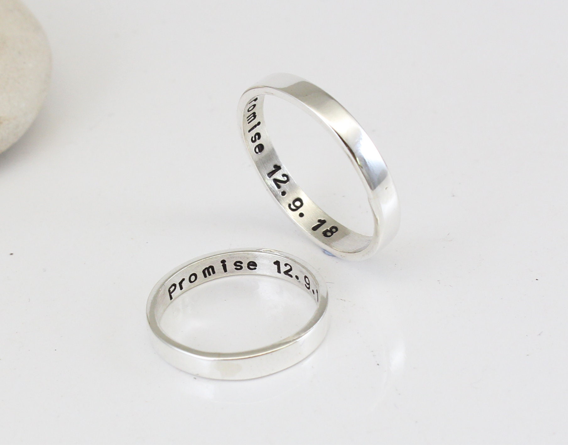Promise Rings Sterling Silver 925 engagement Rings Set of 2 - Etsy