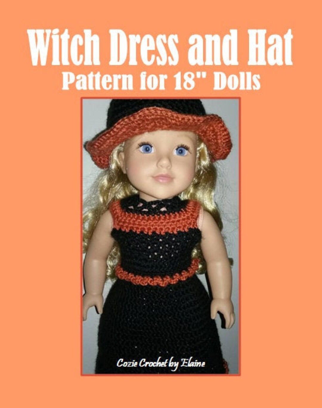 Witch Dress Pattern and Hat for 18" Doll - American Girl - Halloween ...