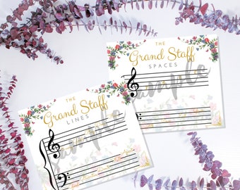 Grand Staff Lines and Spaces Treble Clef and Bass Clef Notes | Etsy