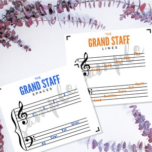 Grand Staff Lines and Spaces, Treble Clef and Bass Clef Notes, Learning ...