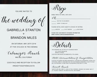 Simple Elegant Wedding Invitation Set - Etsy