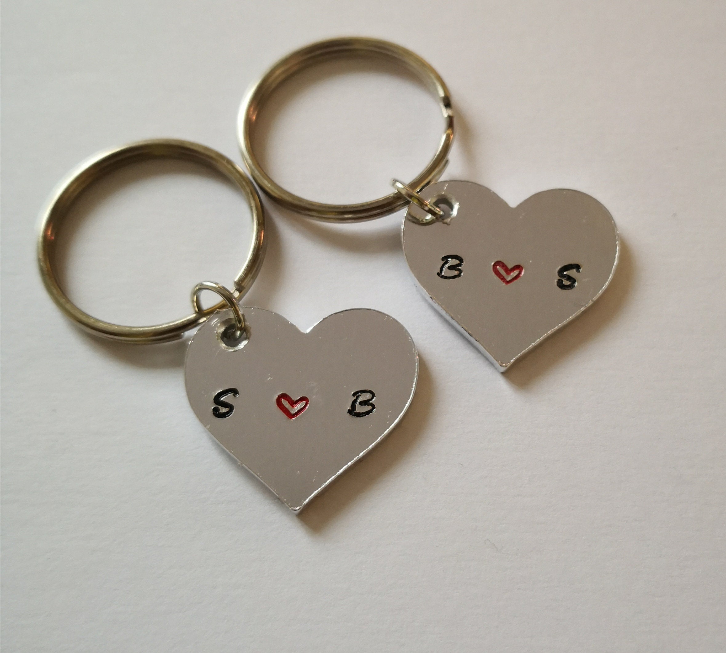 Couples Heart Keyring Set Set of 2 Matching Couples Keyrings | Etsy