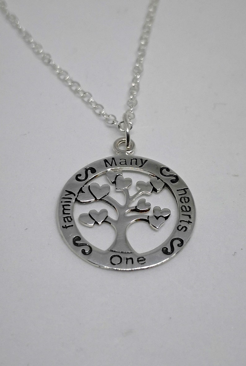 Many Hearts One Family Family Tree Pendant on Trace Chain in - Etsy