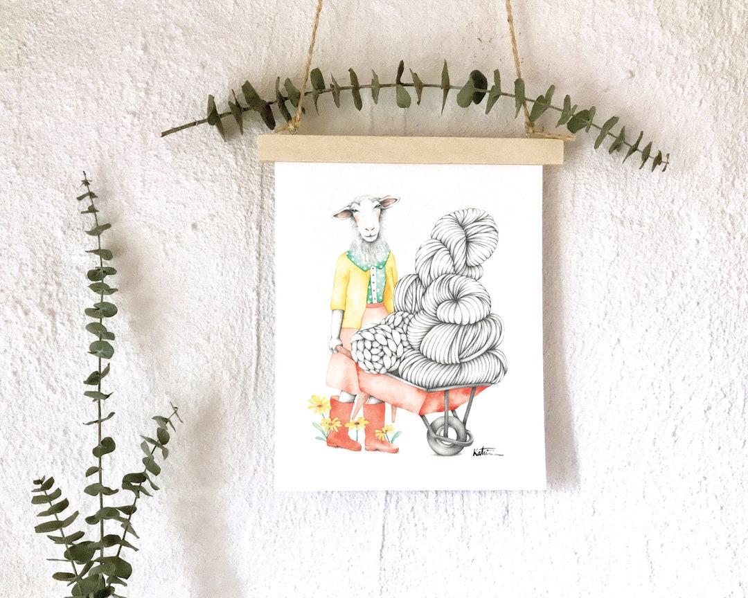 Dame Brebis Poster / Sheep Watercolor Illustration / Drawing ...