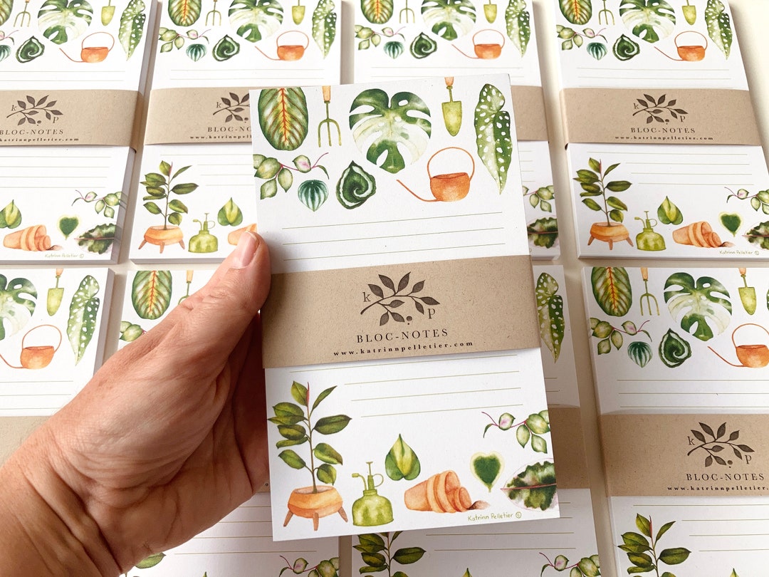 Illustrated Indoor Plant Notepad, Recycled Paper Stationery, Plants ...