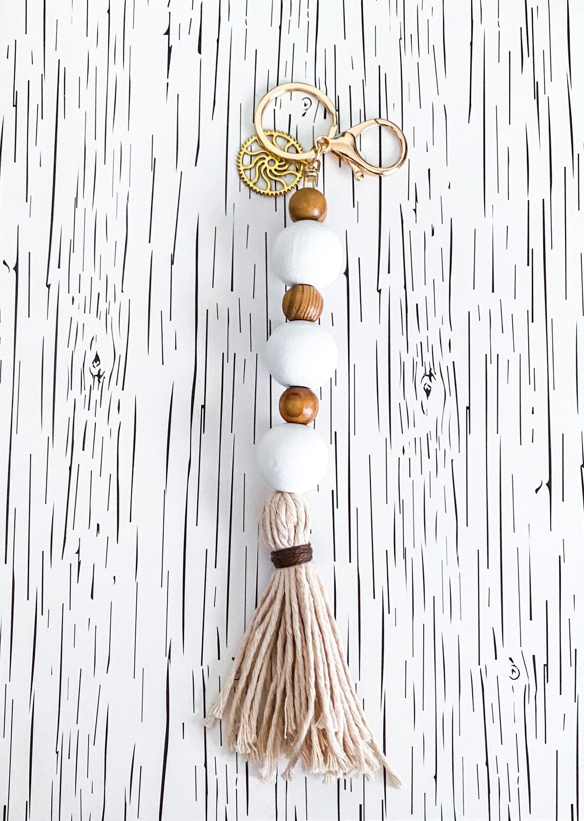 Bohemian Style Wooden Bead Keychain Boho keychain Bead | Etsy