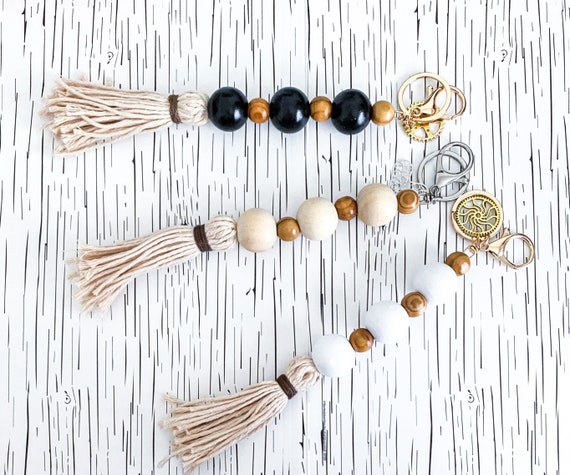 Bohemian Style Wooden Bead Keychain Boho keychain Bead | Etsy