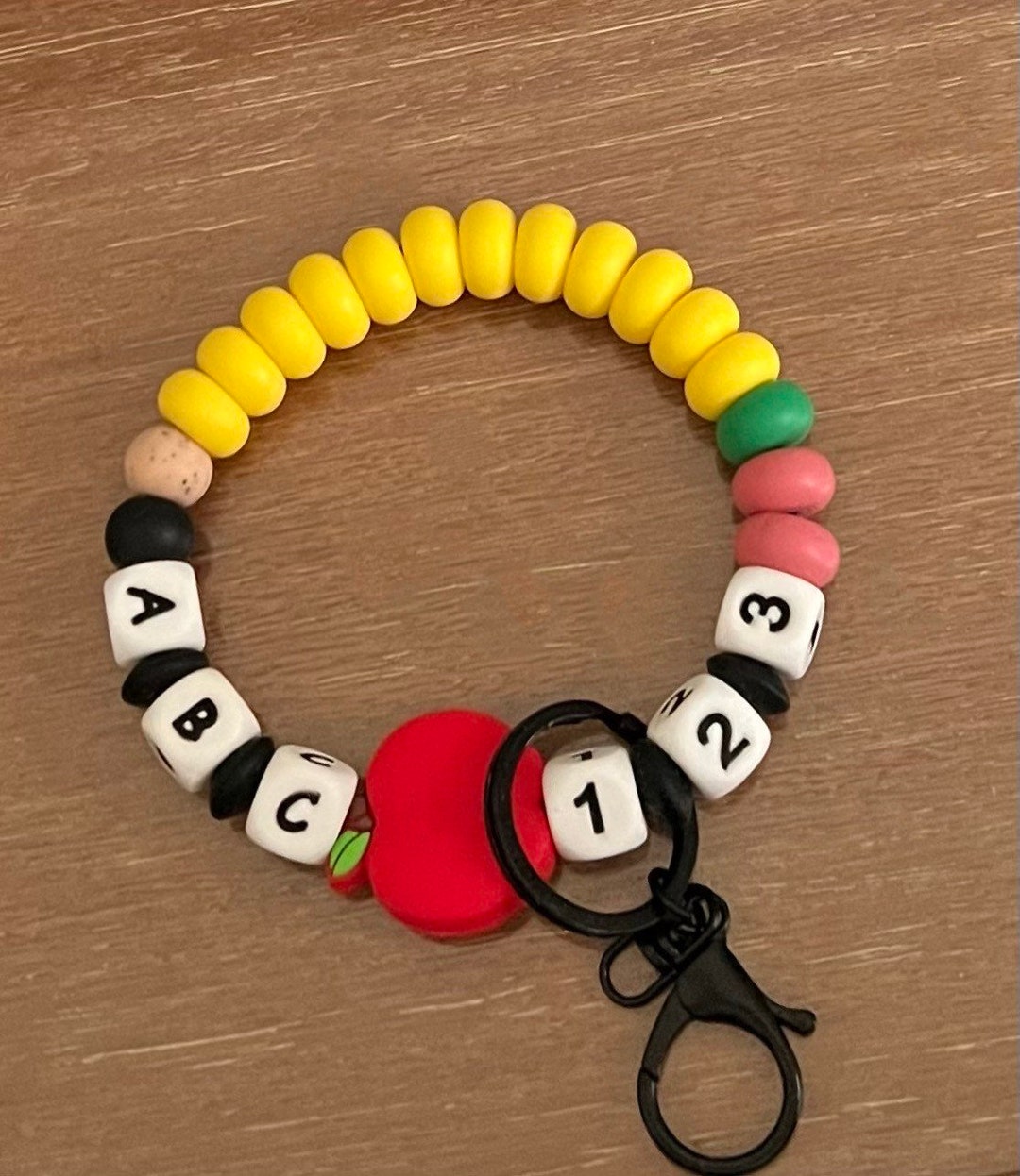 Beaded Wristlet Keychain, Silicone, Primary Colors, Key Chain, Key ...