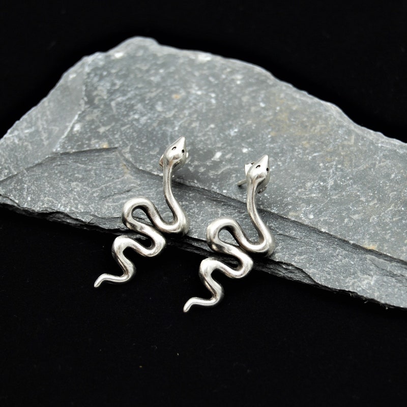 Silver Snake Earrings - Etsy