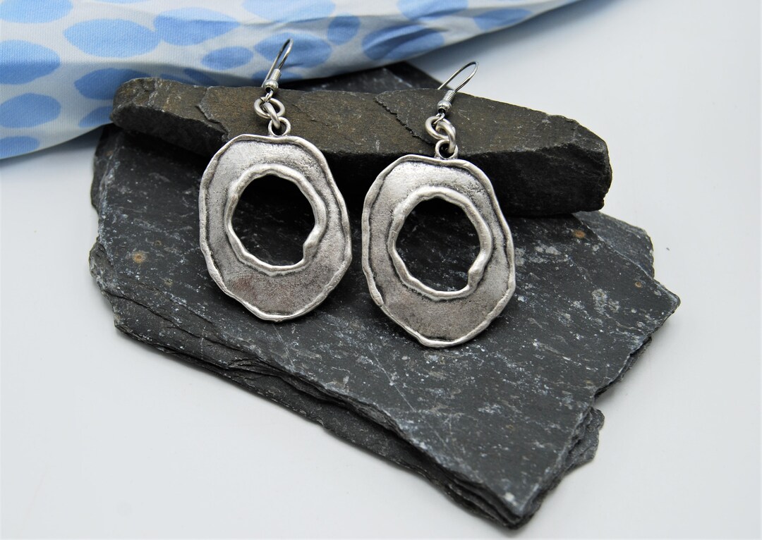 Antique Silver Abstract Silver Earrings Silver Statement - Etsy Australia
