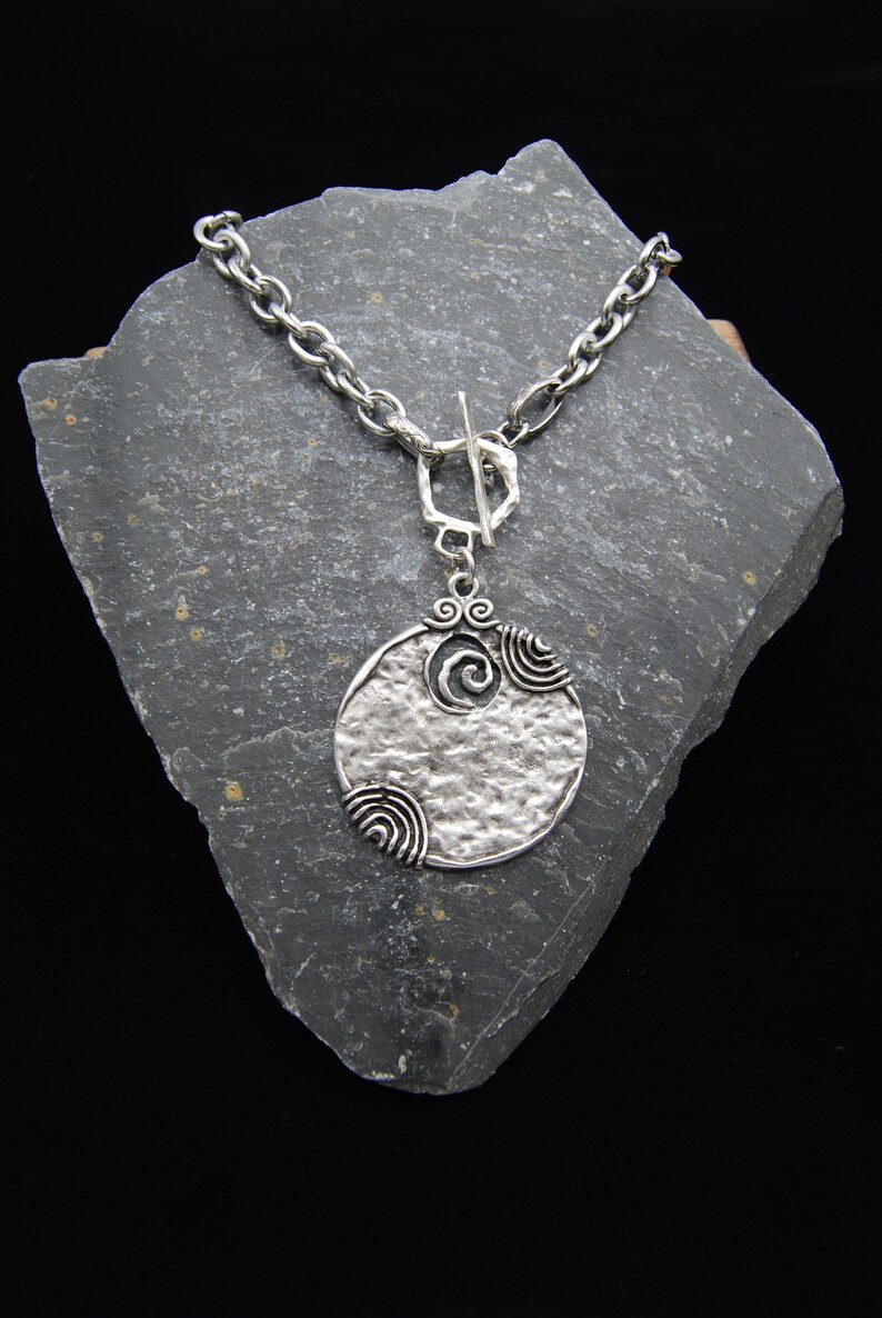 Antique Silver Large Pendant Statement Silver Necklace - Etsy