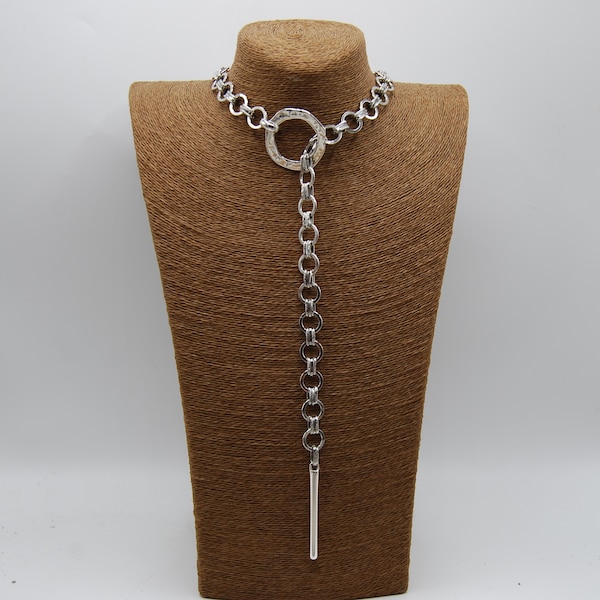Silver Lariat Necklace - Etsy