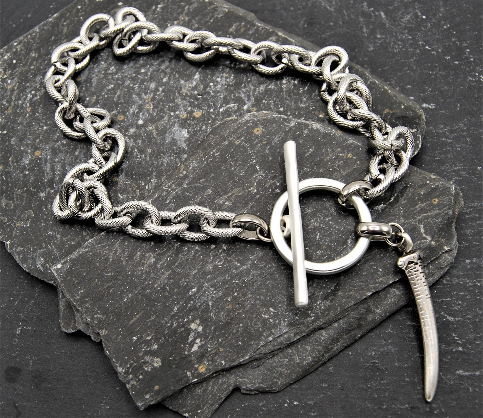 Stainless Steel Toggle Clasp Chain Statement Silver Twisted - Etsy