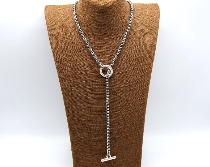 STERLING SILVER Circle Lariat Necklace, Lariat Necklace, Family ...
