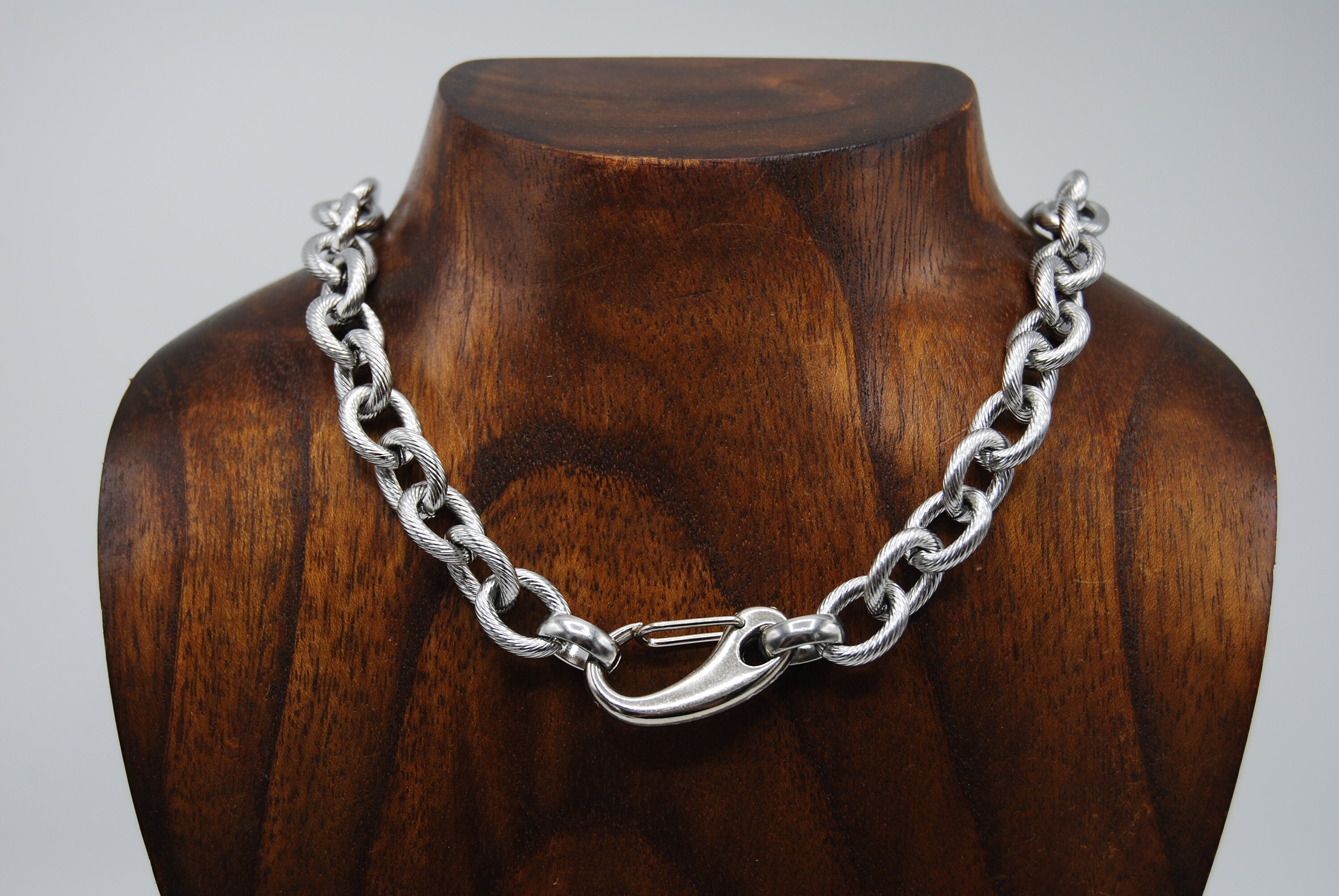 Statement Silver Necklace Push Gate Necklace Stainless Steel - Etsy