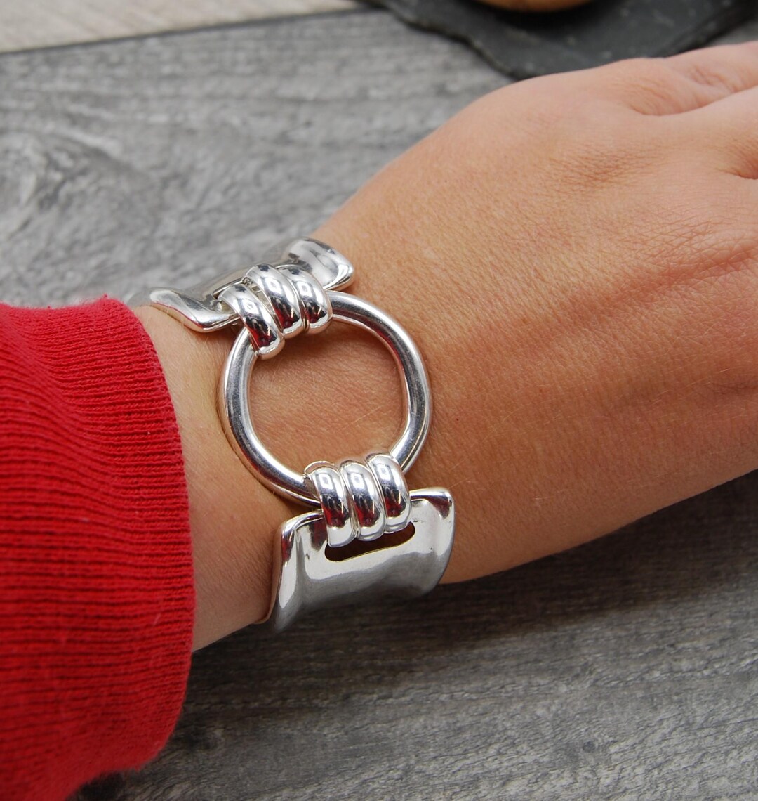 Statement Silver Bracelet, Solid Silver Wrap Bracelet, Wide Silver ...