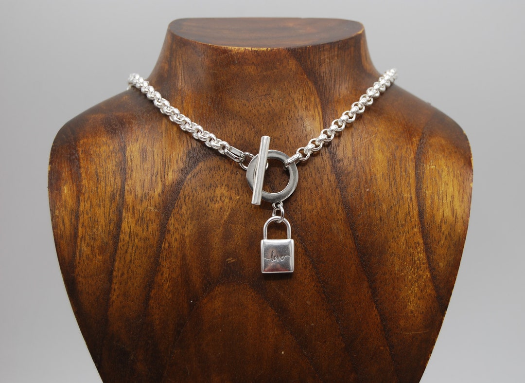 Toggle Clasp Necklace, Silver Statement Necklace, Toggle Clasp Chain ...