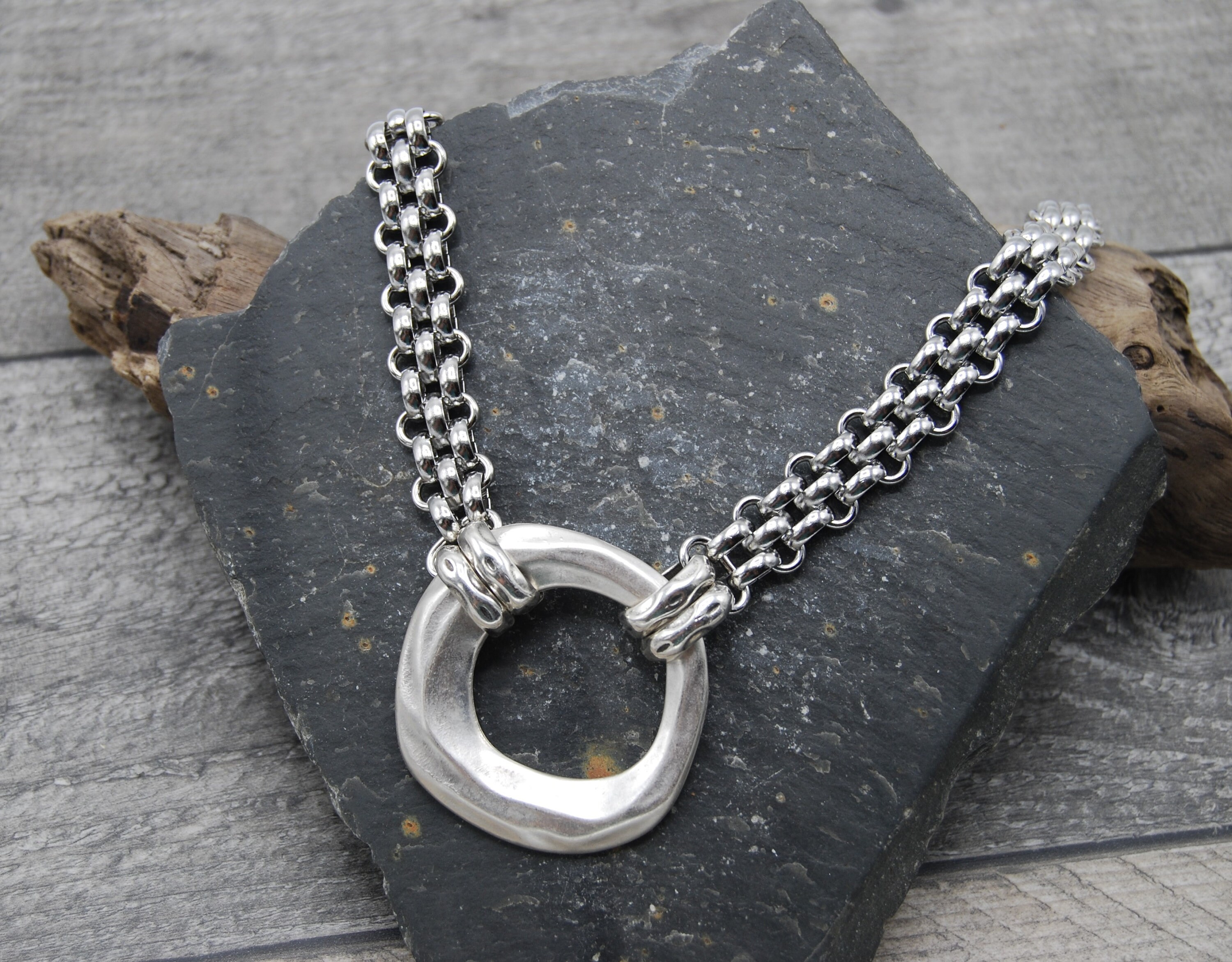 Silver Heavy Chain Necklace Chunky Silver Chain Silver - Etsy
