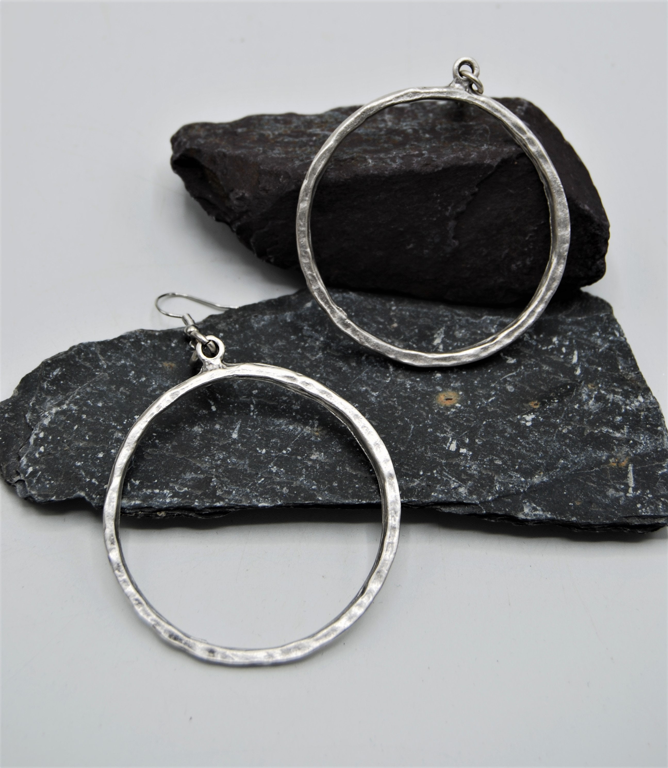 Antique Silver Hoop Earrings Large Silver Hoop Earrings Gift | Etsy