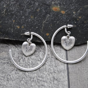 Antique Silver Hoop Silver Heart Hoop Earrings Silver Hoop - Etsy