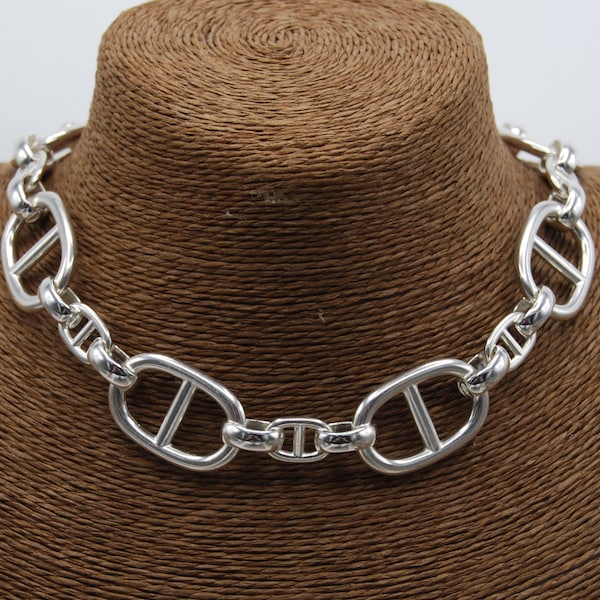 Silver Link Necklace - Etsy