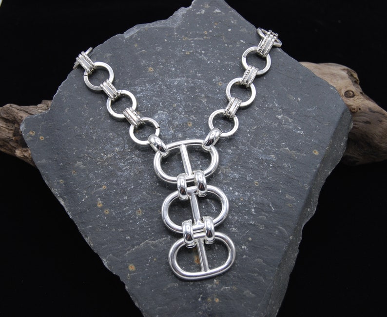 Statement Silver Necklace Large Silver Pendant Abstract - Etsy