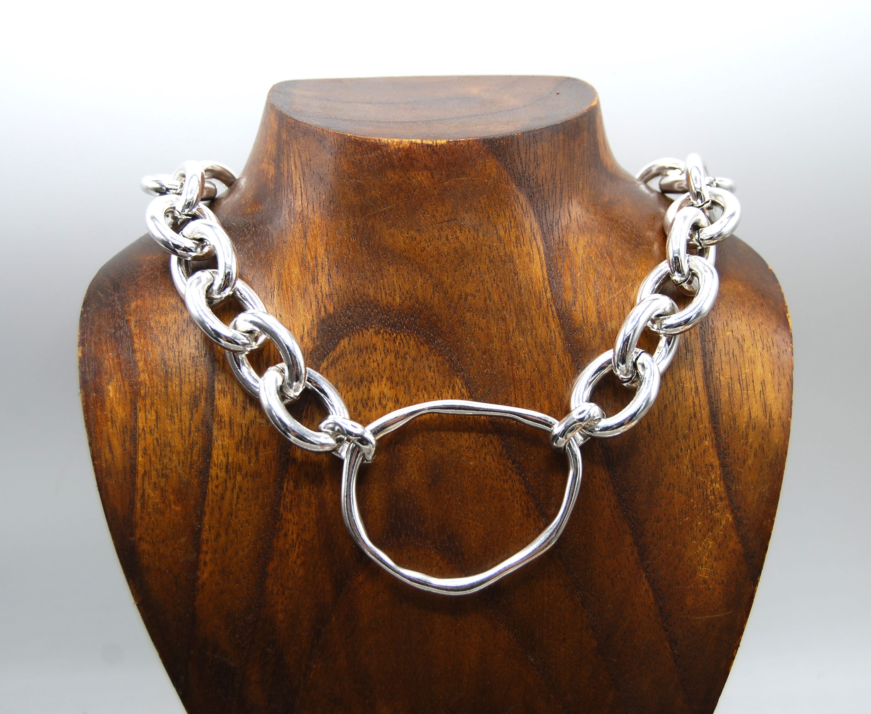 Statement Silver Necklace Silver Large Link Necklace Chunky - Etsy