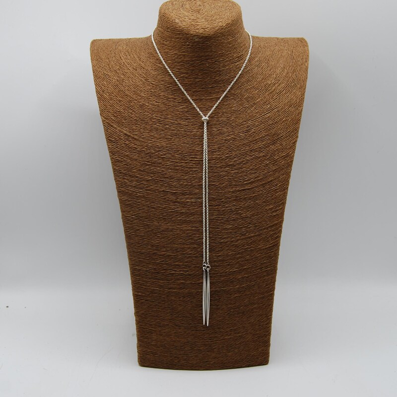 Silver Lariat Necklace - Etsy