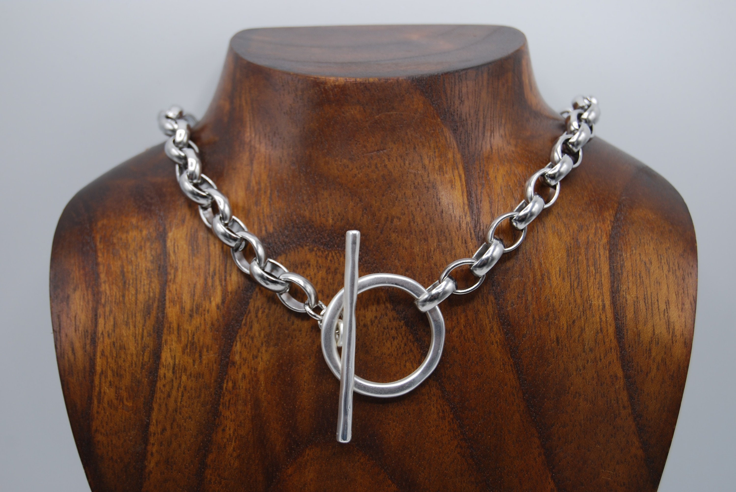 Toggle Clasp Stainless Steel Oval Rolo Chain Silver Toggle - Etsy UK