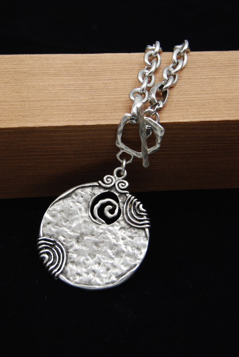 Antique Silver Large Pendant Statement Silver Necklace - Etsy