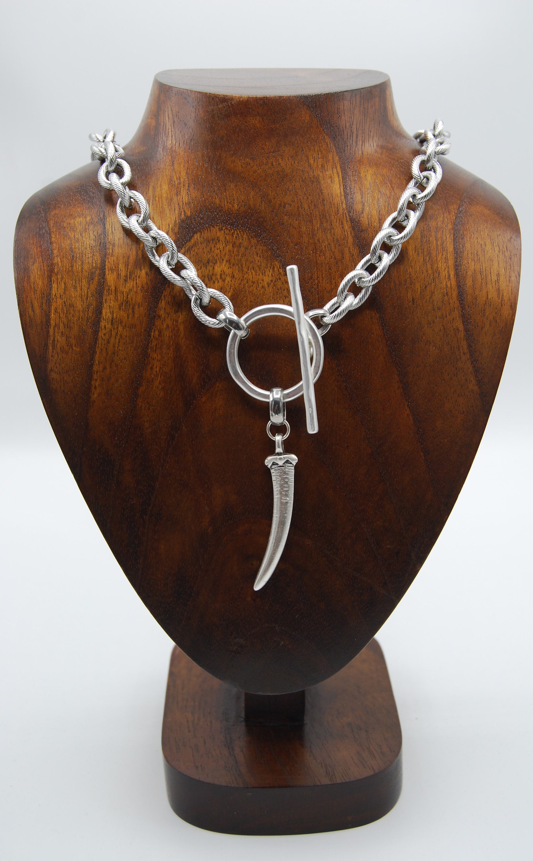 Stainless Steel Toggle Clasp Chain Statement Silver Twisted | Etsy