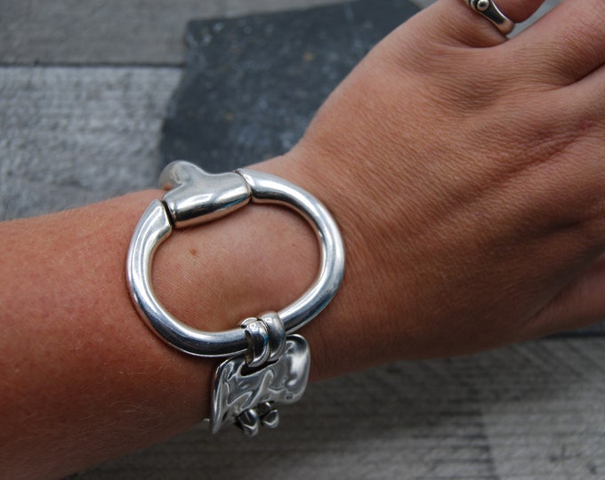Statement Silver Bracelet, Silver Wrap Bracelet, Silver Toggle Bracelet ...